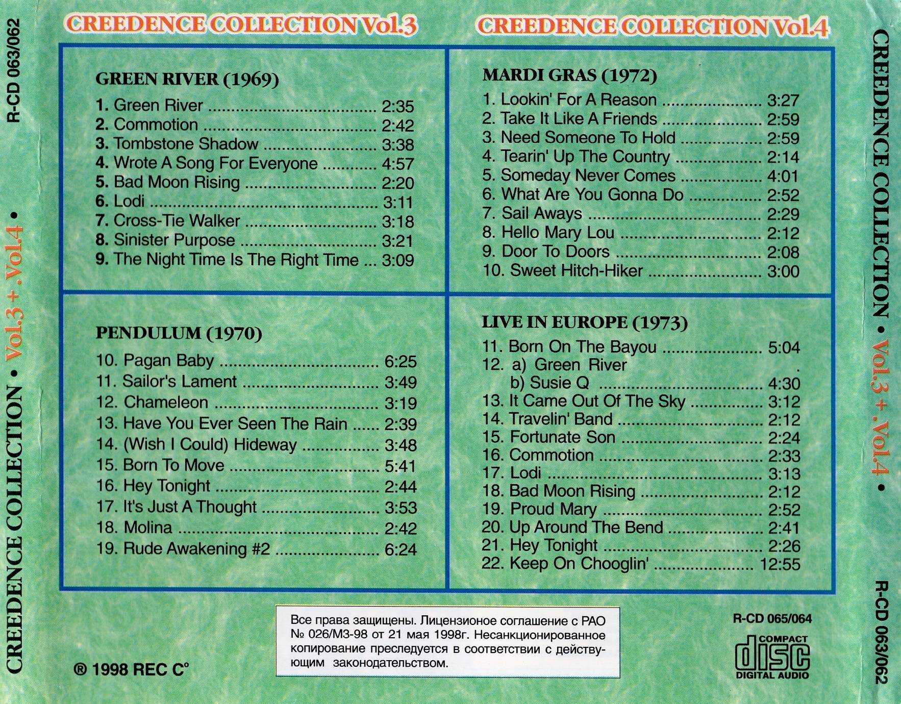 Creedence Clearwater Revival Creedence Collection Vol 3and4 : Back RUS ...
